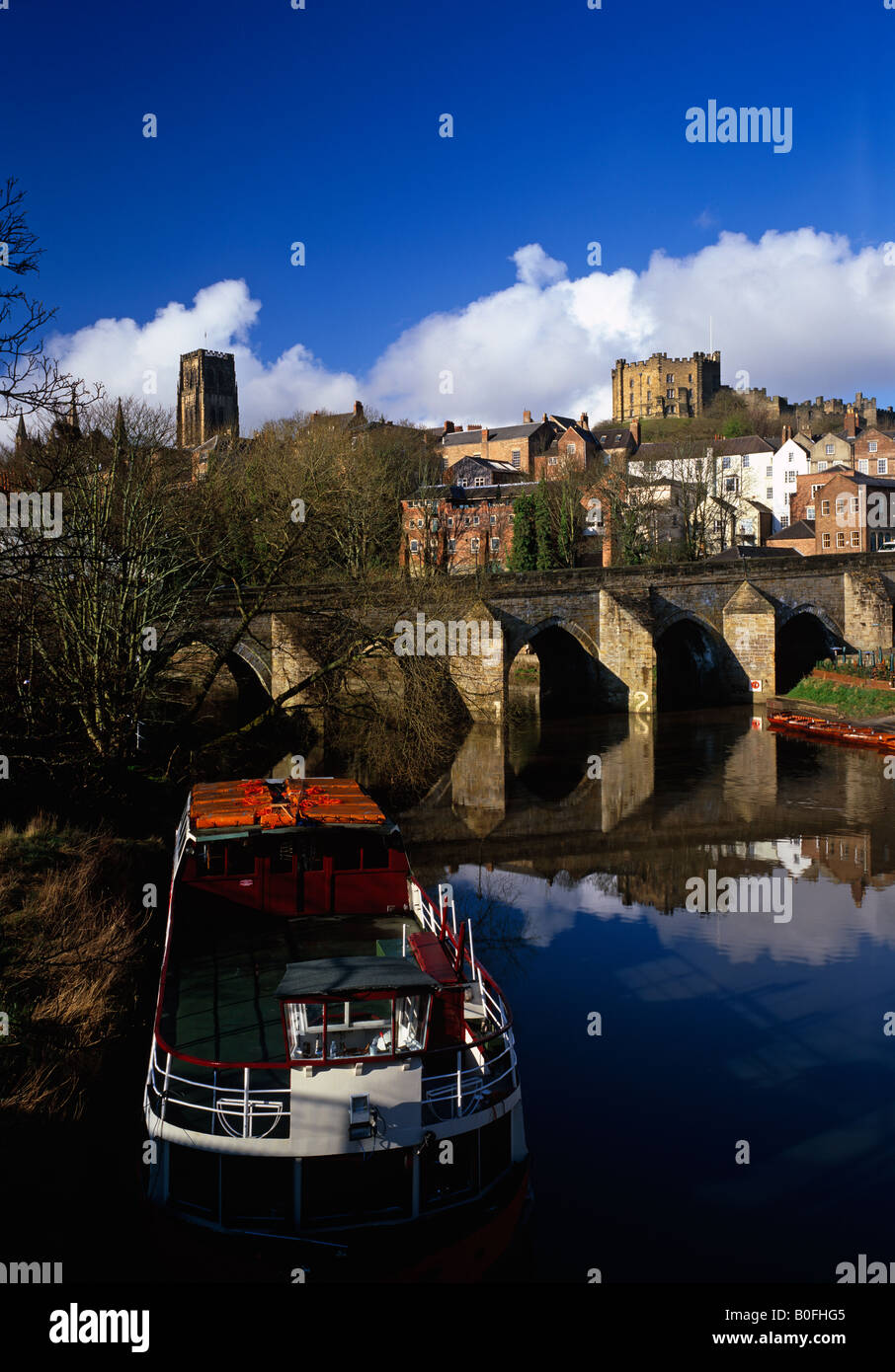 Durham Castle, Cathedral and City Skyline over the River Wear in early ...
