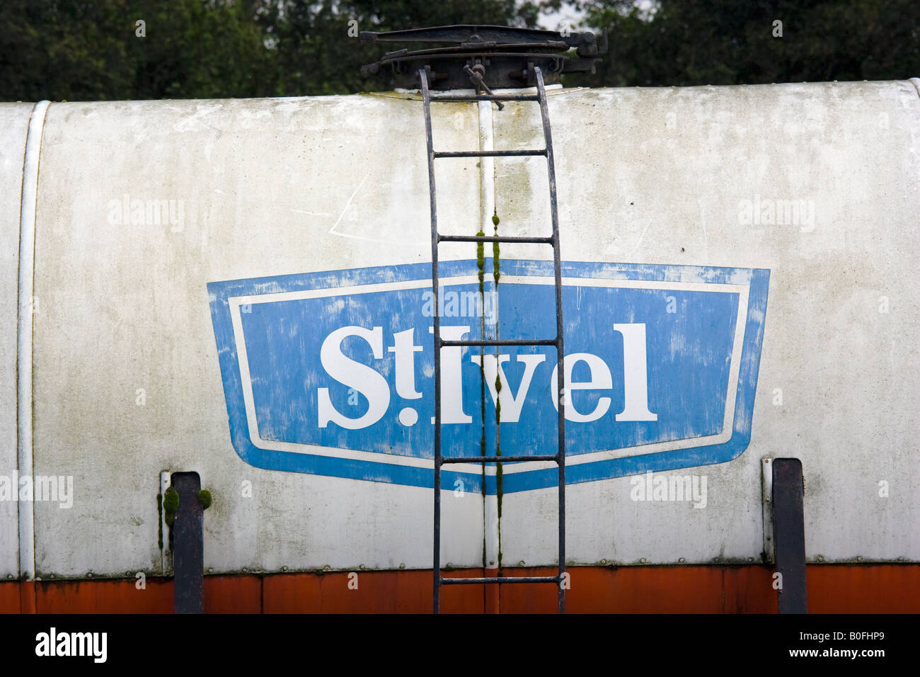 St Ivel logo on old train tanker Gloucestershire United Kingdom Stock ...