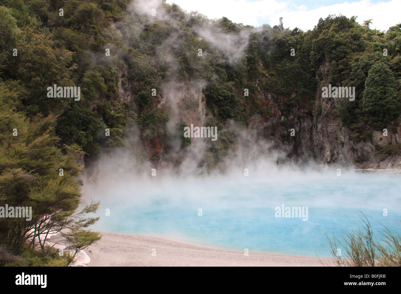 Steaming Inferno crater lake in Waimangu Volcanic Valley Stock Photo ...