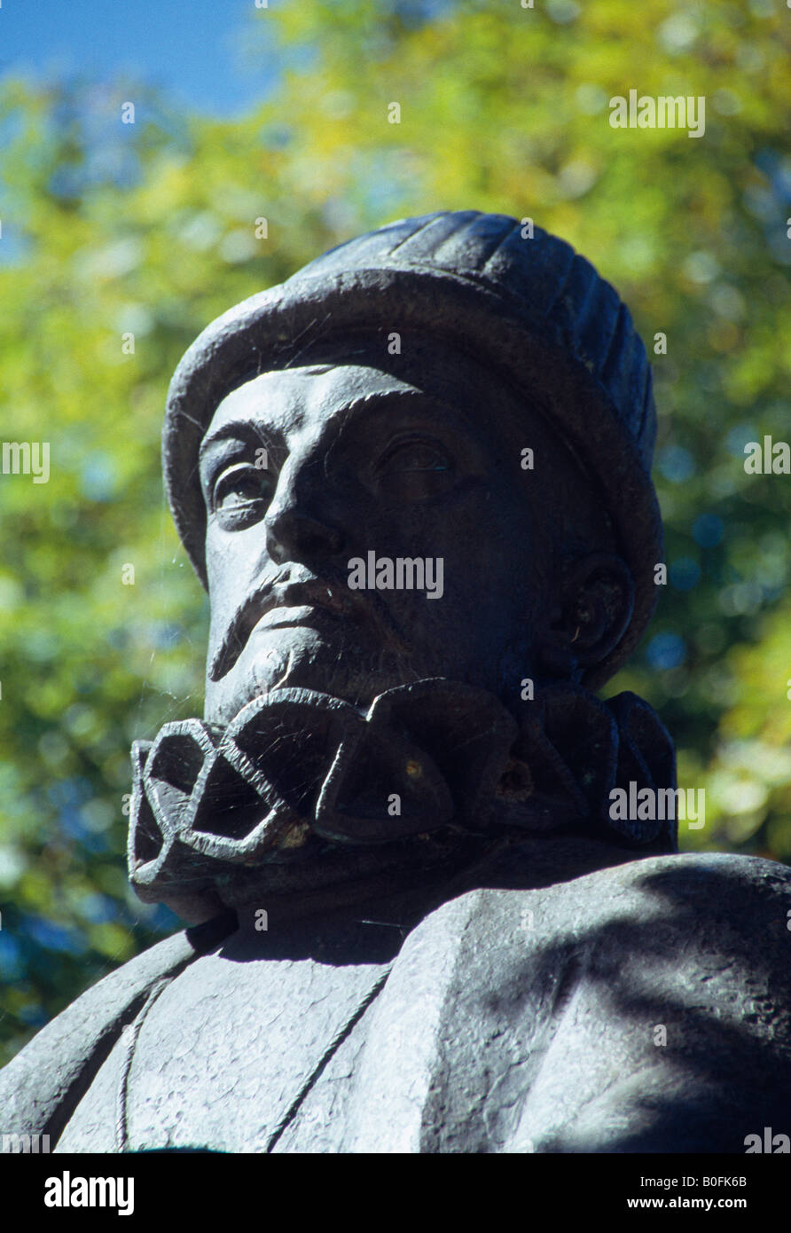 Detail of the statue of king Philip II. El Escorial. Madrid province ...