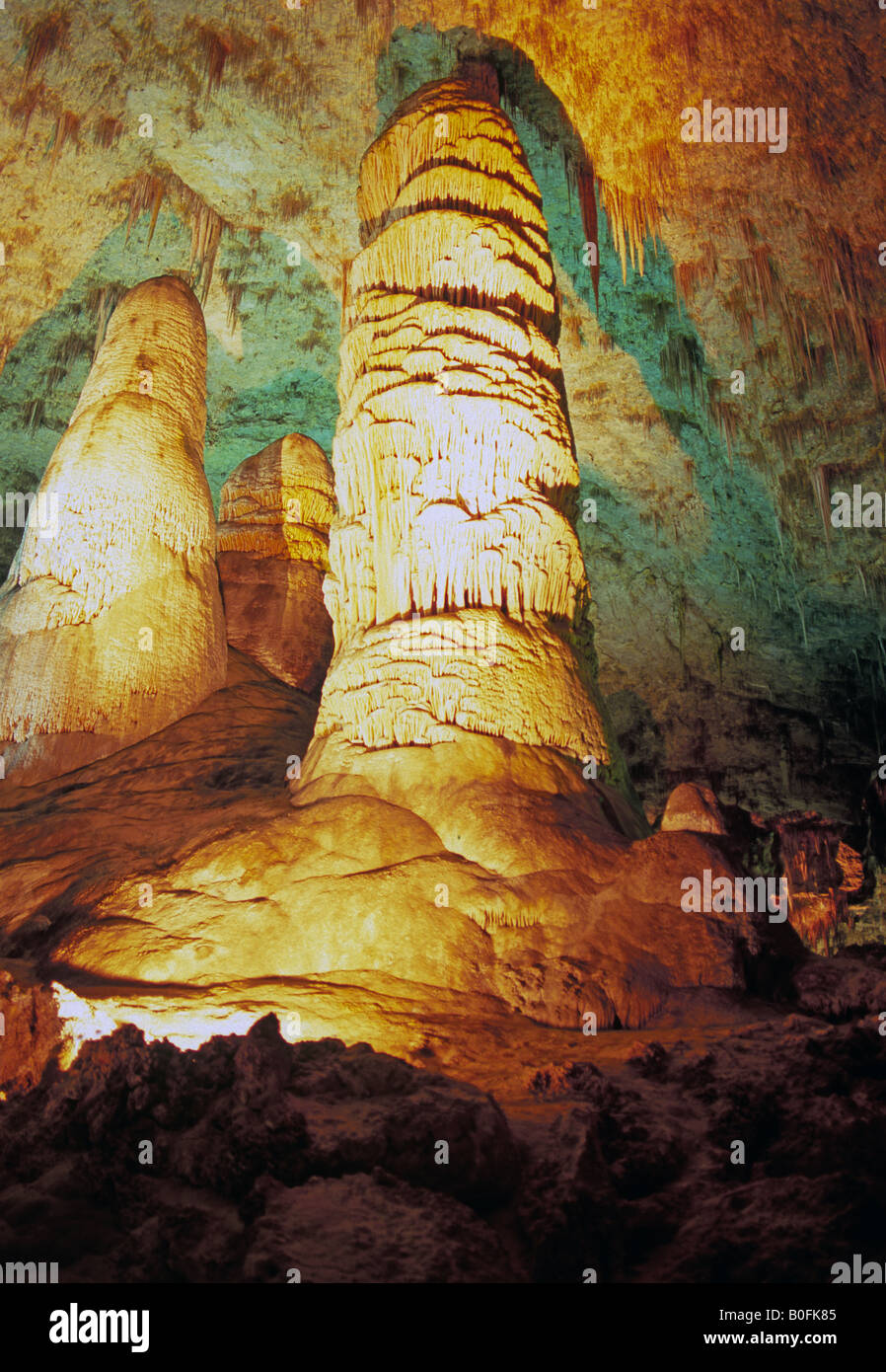 A view of the stalactites and stalagmites in the Big Room or Great room ...