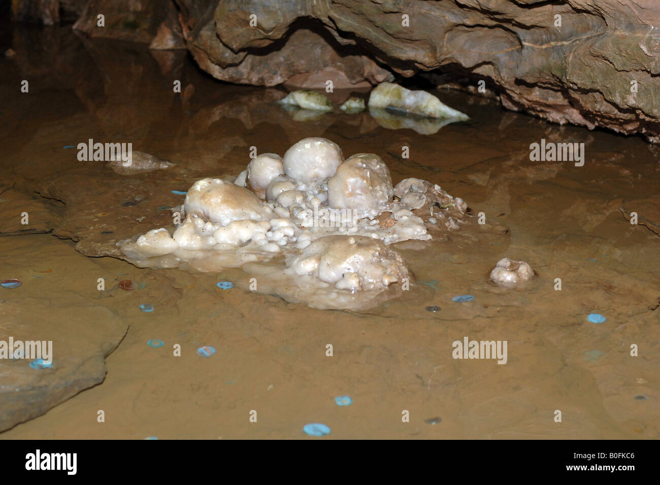 Limestone mineral calcification in the Cheddar caves England Stock ...