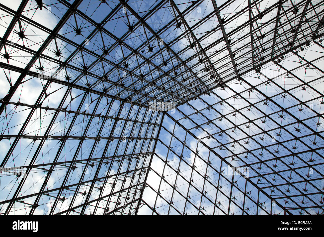 Looking up into the Pyramid crowning the central reception hall of the ...