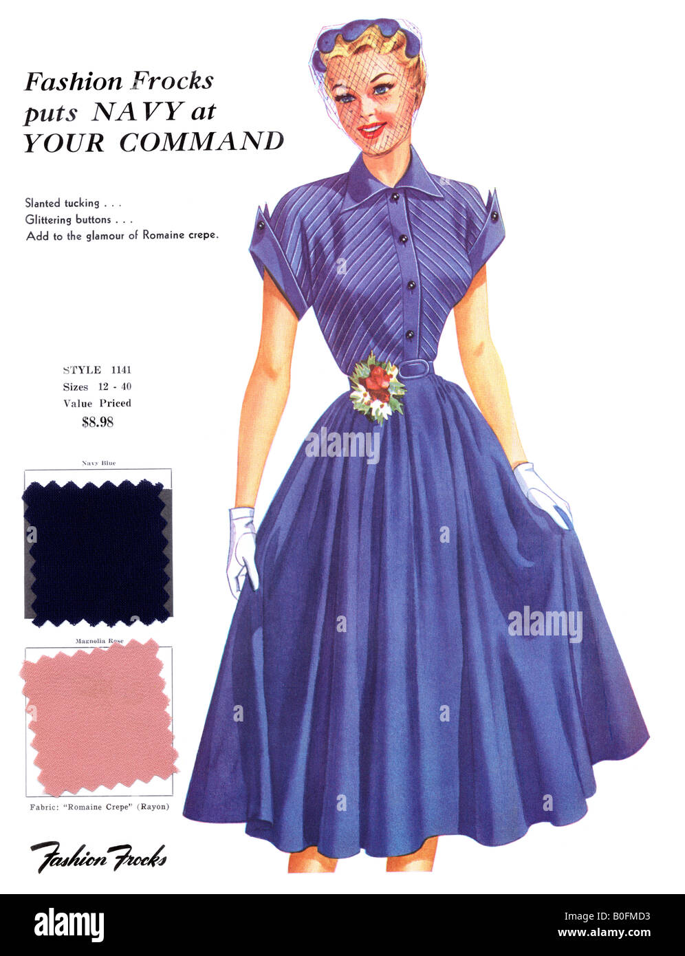Fashion Frocks puts NAVY at YOUR COMMAND Stock Photo - Alamy