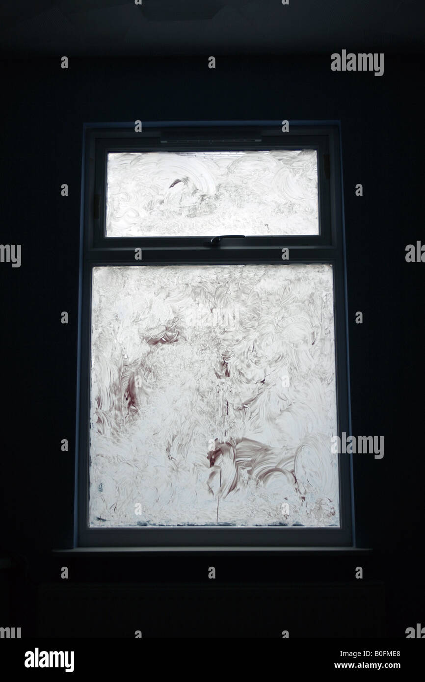 house window covered with white wash Stock Photo - Alamy