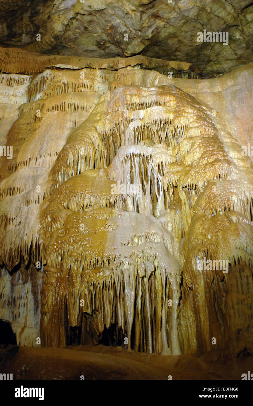 Limestone mineral calcification in the Cheddar caves England Stock ...