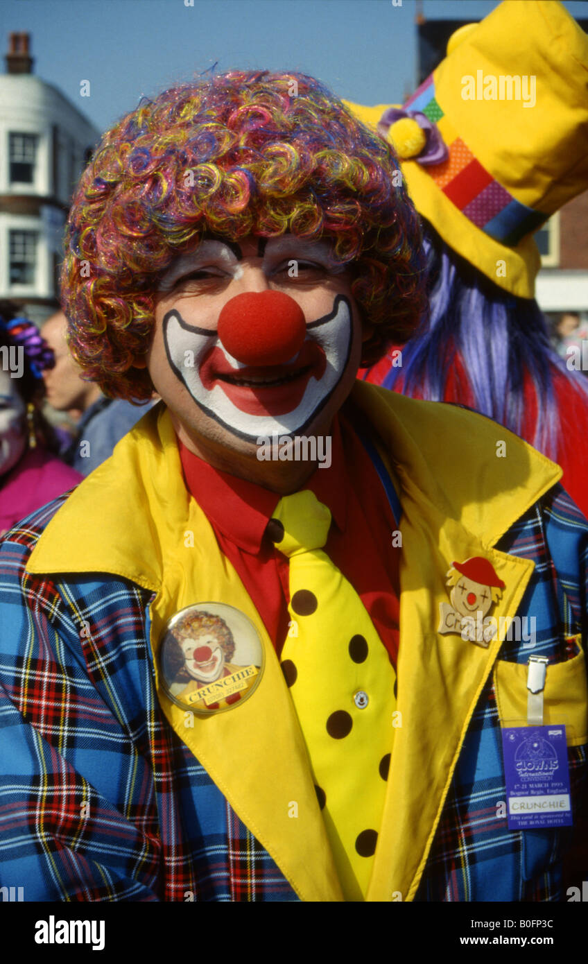 brightly coloured and dressed clown at the last clowns convention at ...