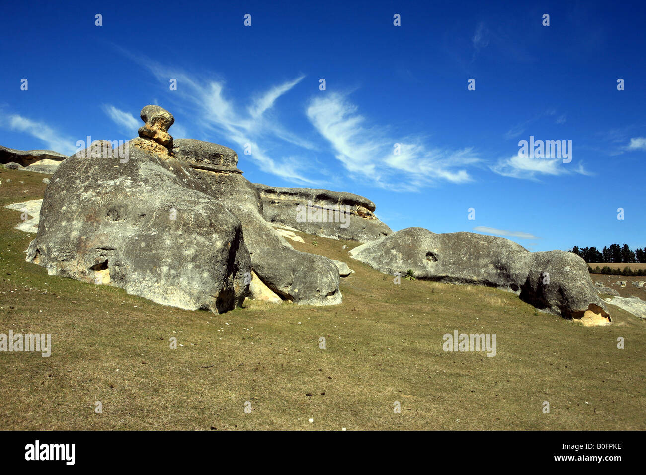 Elephant rocks between Oamaru and Twizel South Island New Zealand Stock ...