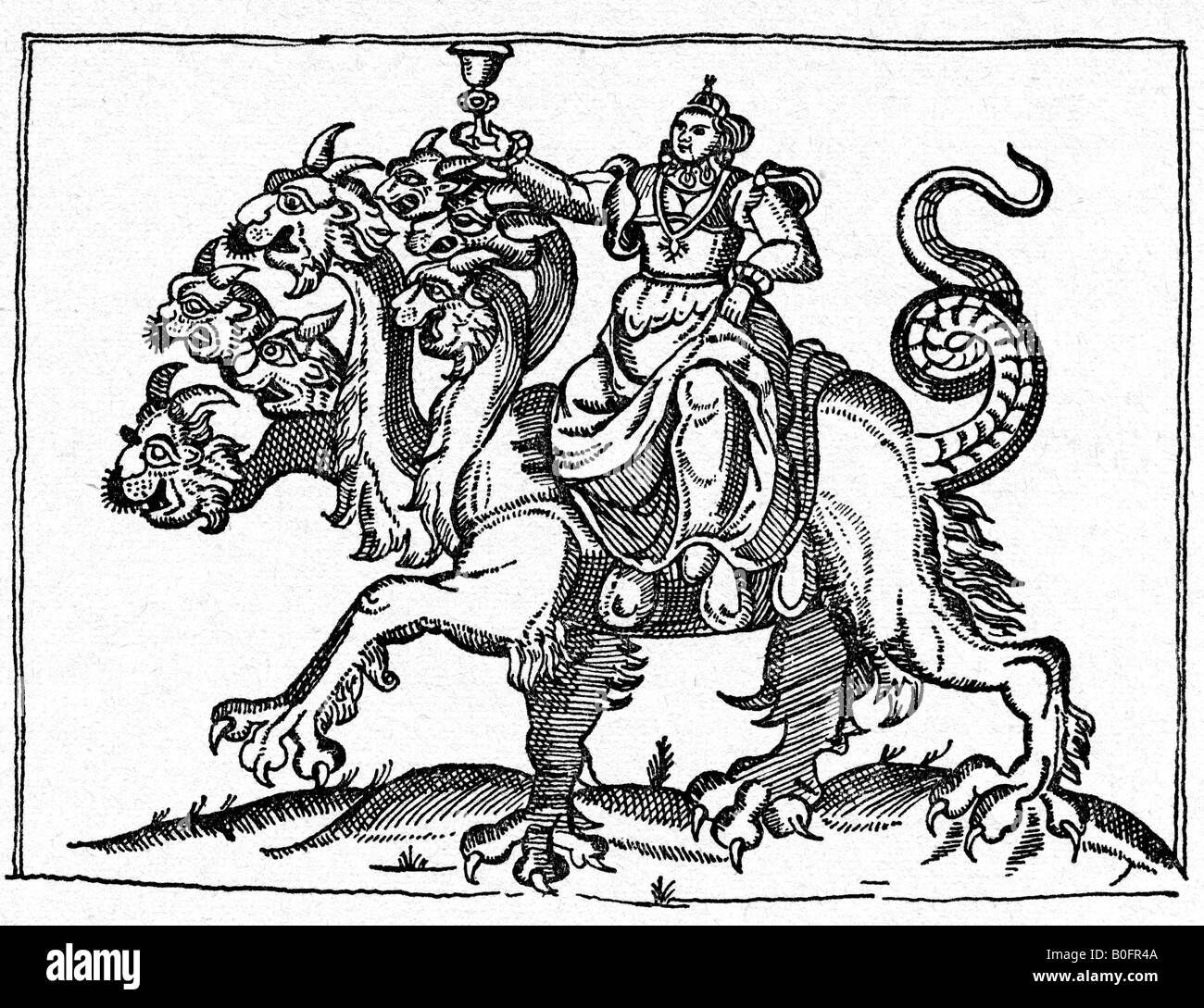 WHORE OF BABYLON 1625 French engraving of the allegorical figure of ...