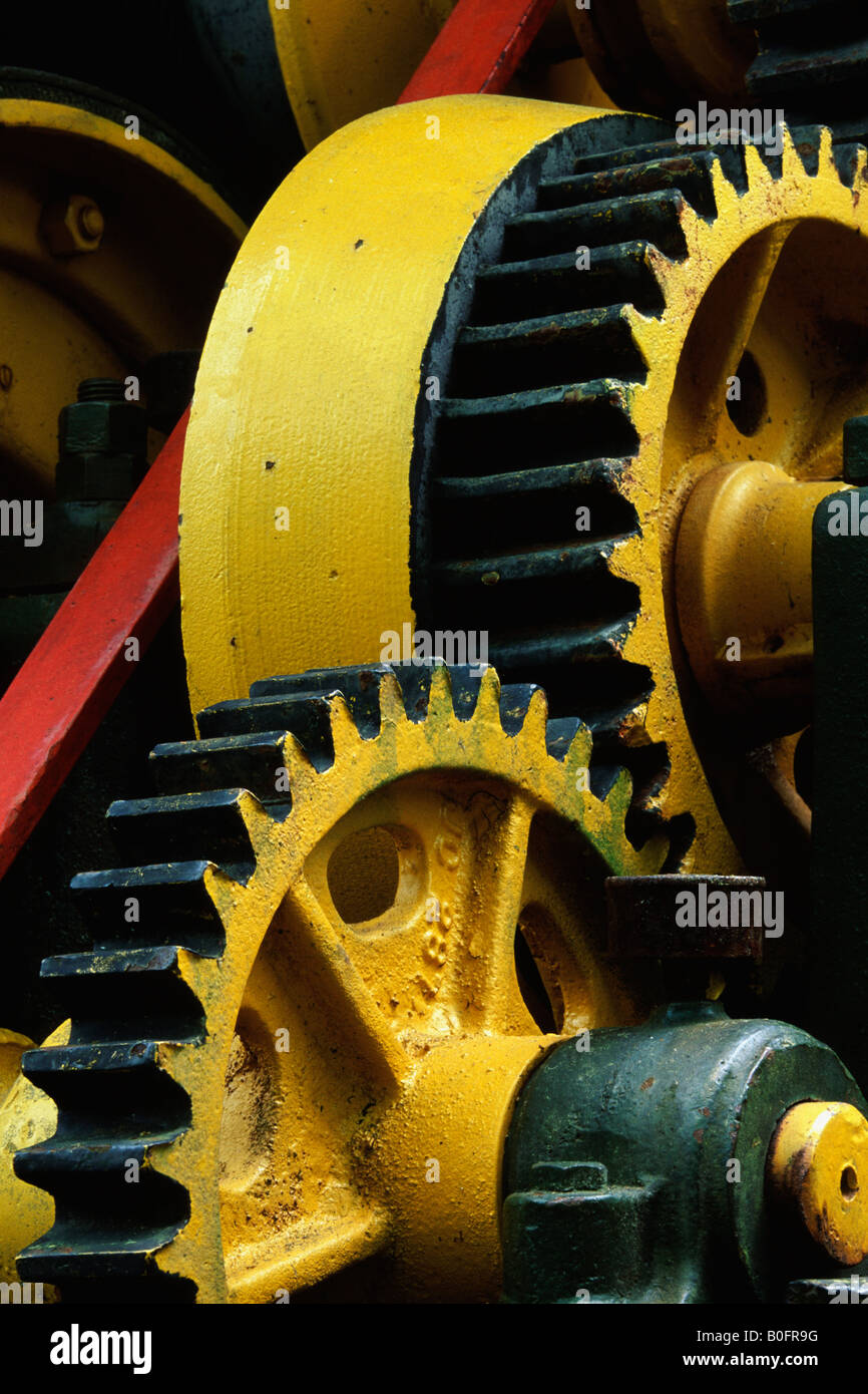 Several old gears in a large machine Stock Photo - Alamy