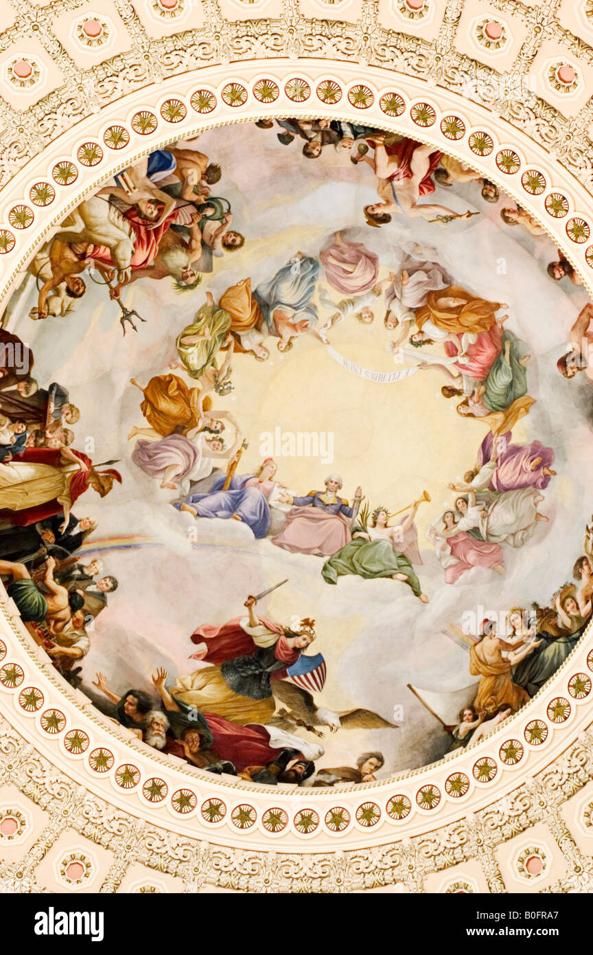 The top interior of the U.S. Capitol Building rotunda Stock Photo - Alamy