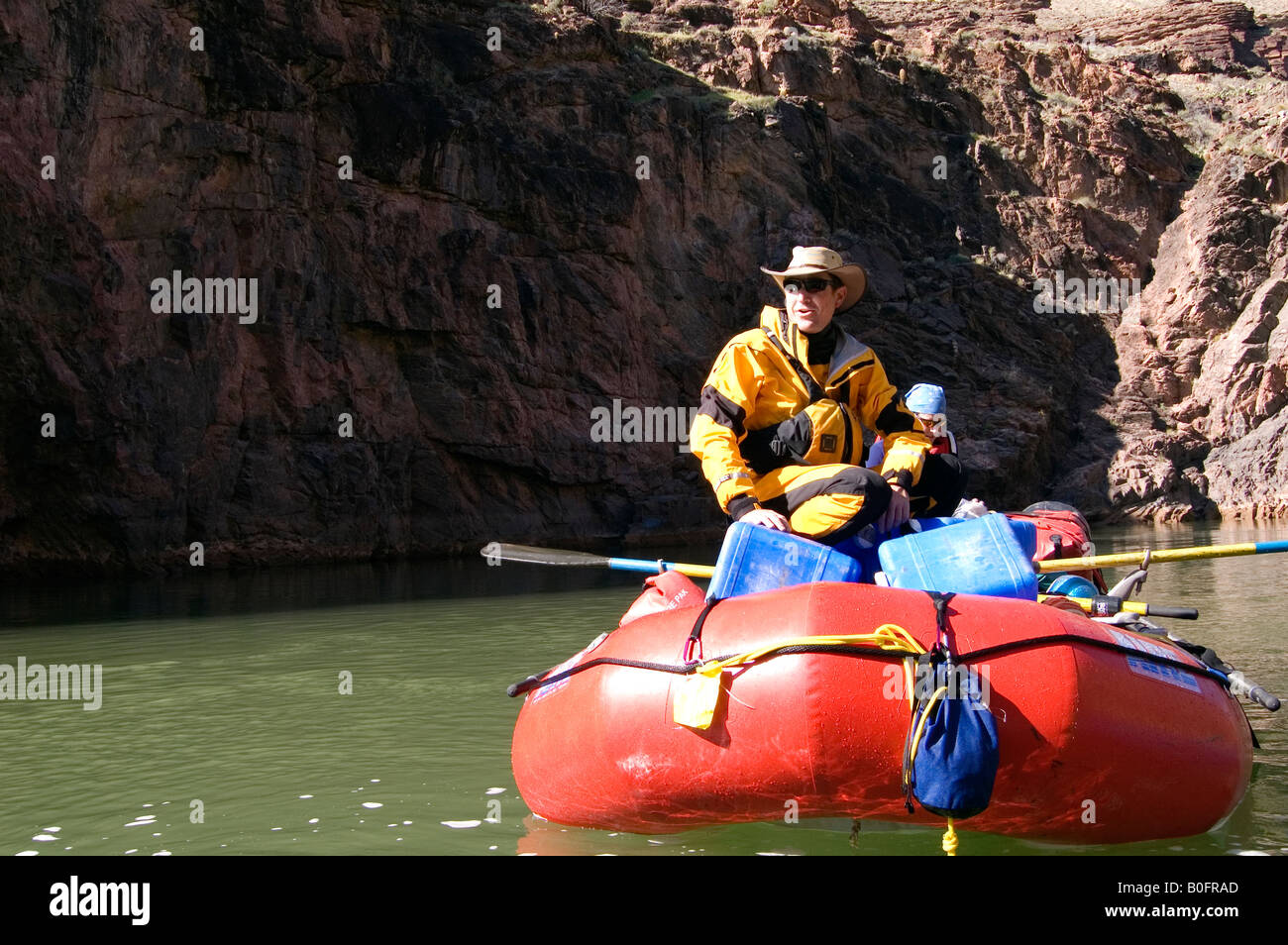 Man rafting on river, Grand Canyon, United States Stock Photo - Alamy