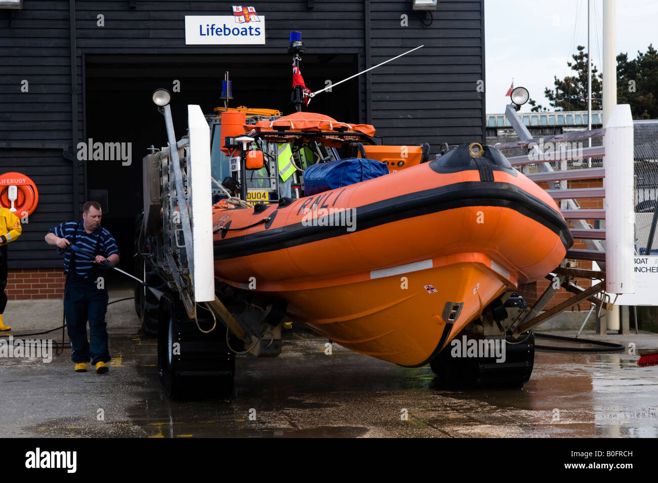 RNLI Lifeboat on trailer at Whitstable Kent England Great Britain Stock ...