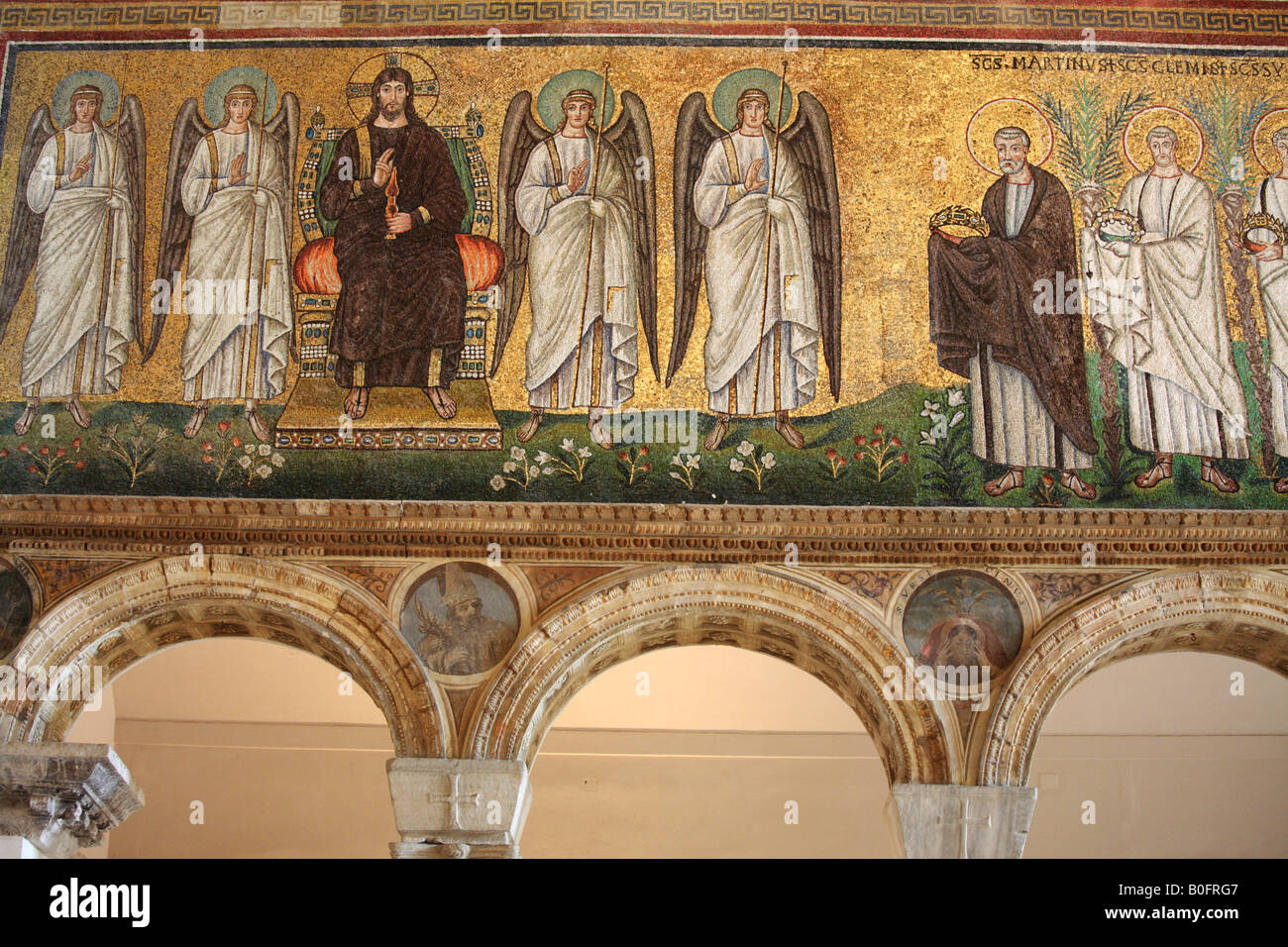 Mosaic of enthroned Christ with four angels, Basilica of Sant ...