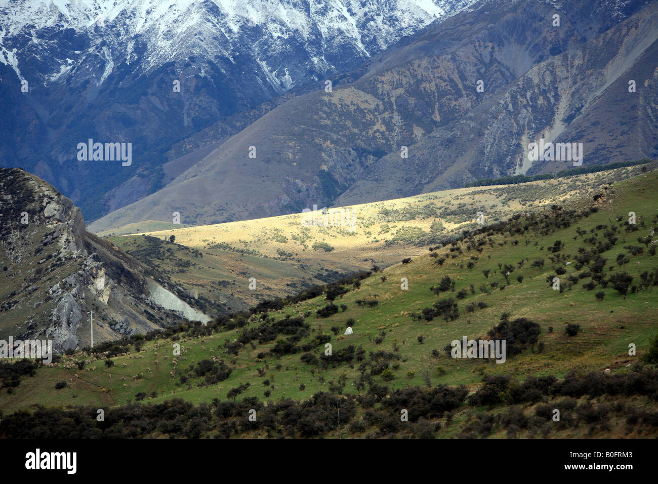 Torlesse range mountains on Arthur's pass road South Island New Zealand ...