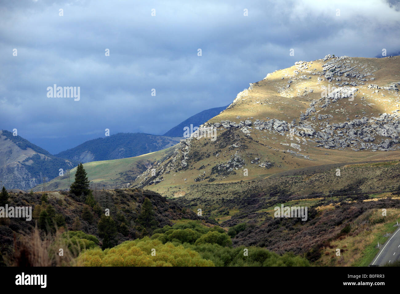 Torlesse range mountains on Arthur's pass road South Island New Zealand ...