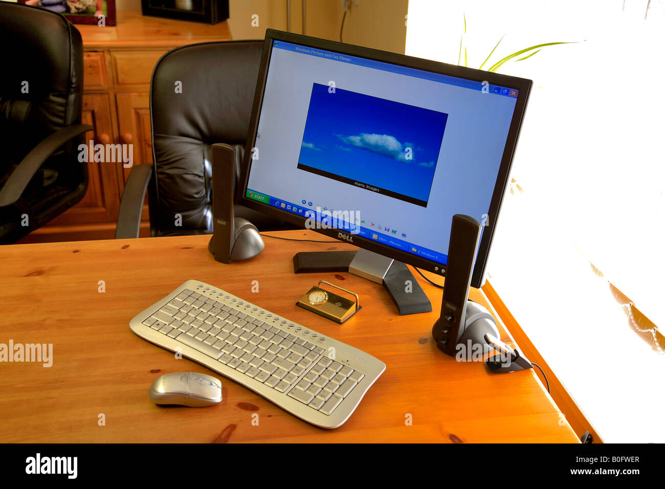 Computer Flat LCD Screen Mouse and Keyboard Office environment Stock ...