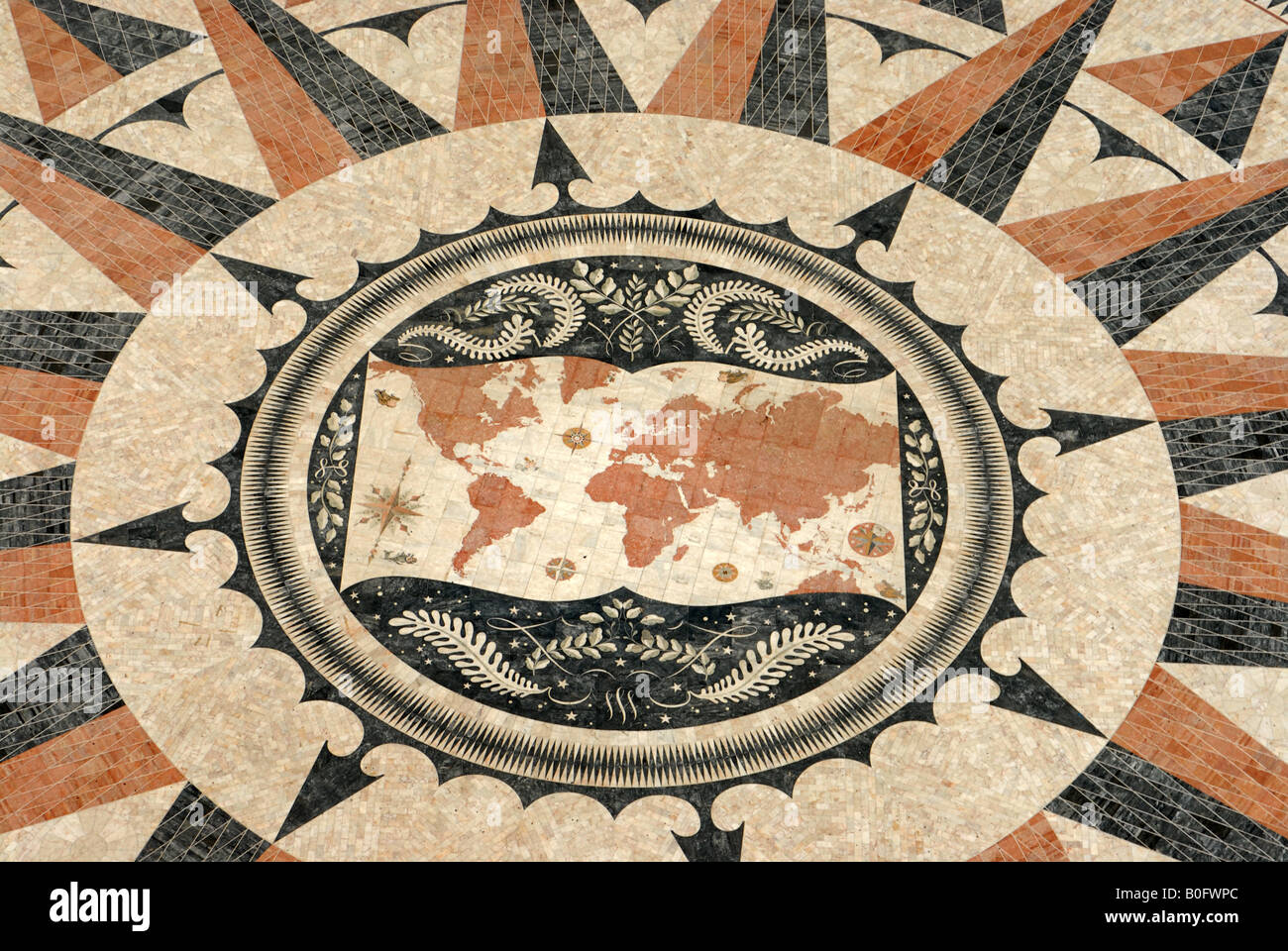tiled map of the old world showing Portuguese discoveries in Lisbon ...