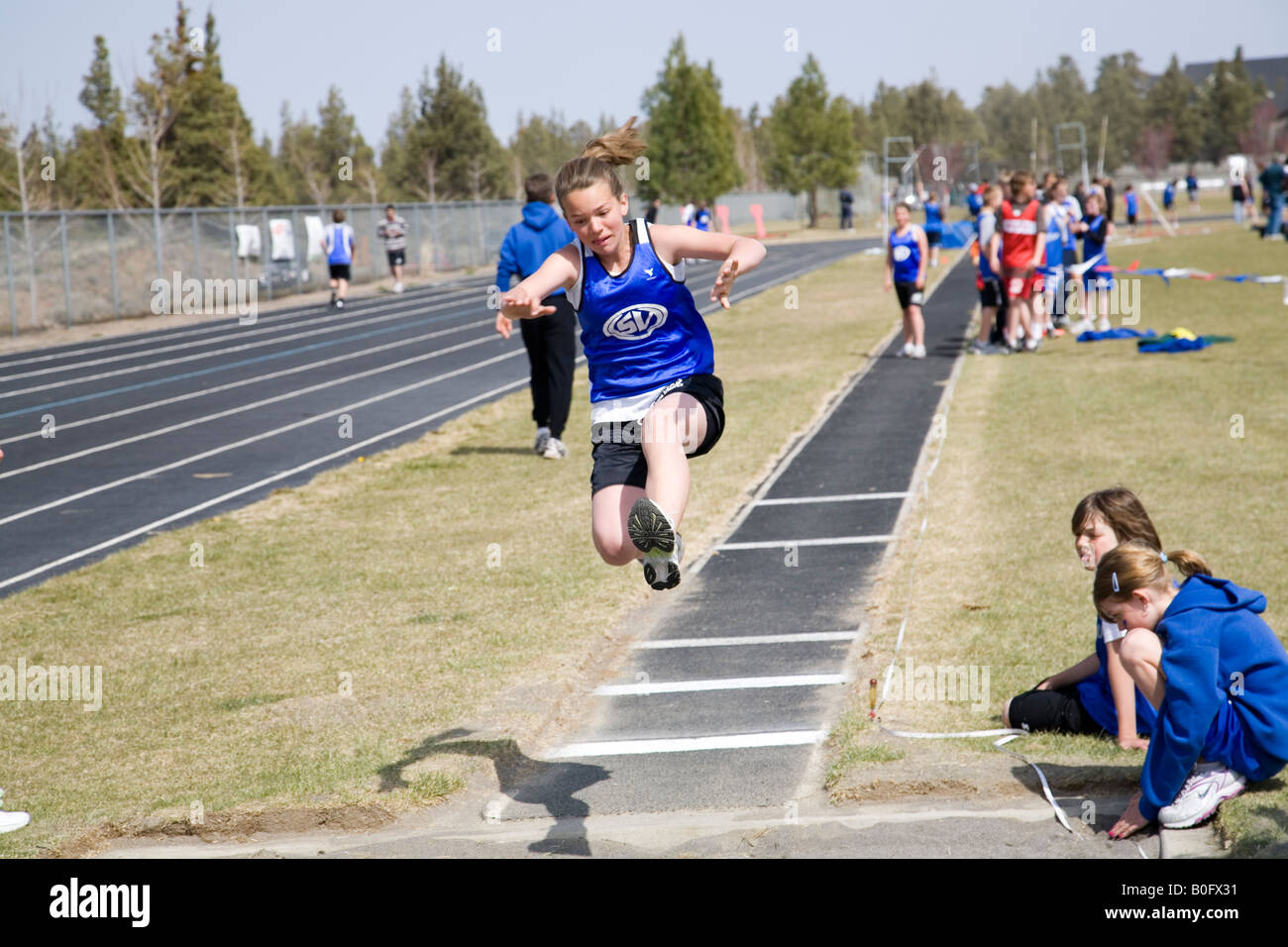 Middle school children junior high school take part in a school track ...