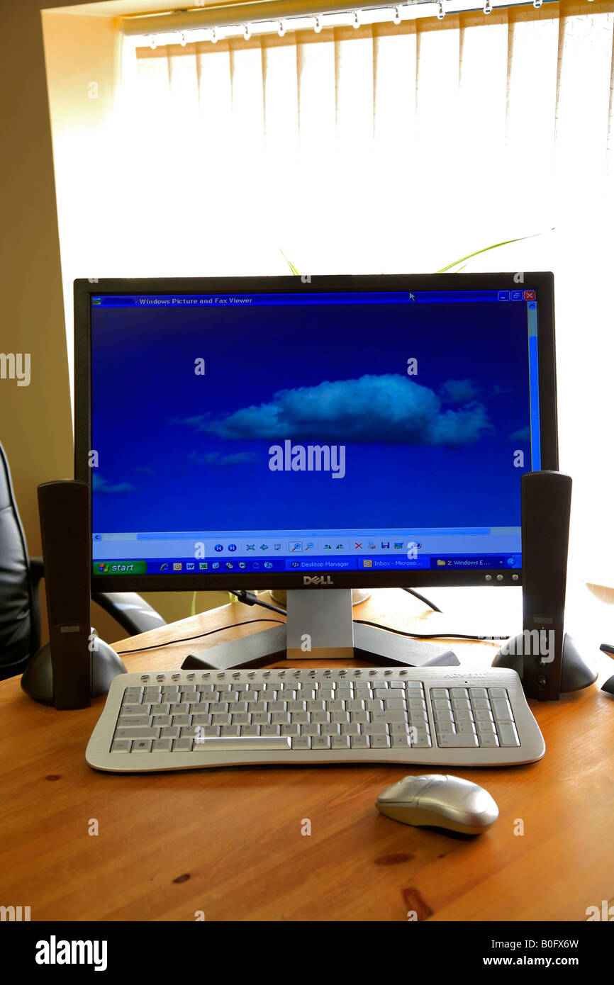 Computer Flat LCD Screen Mouse and Keyboard Office environment Stock ...