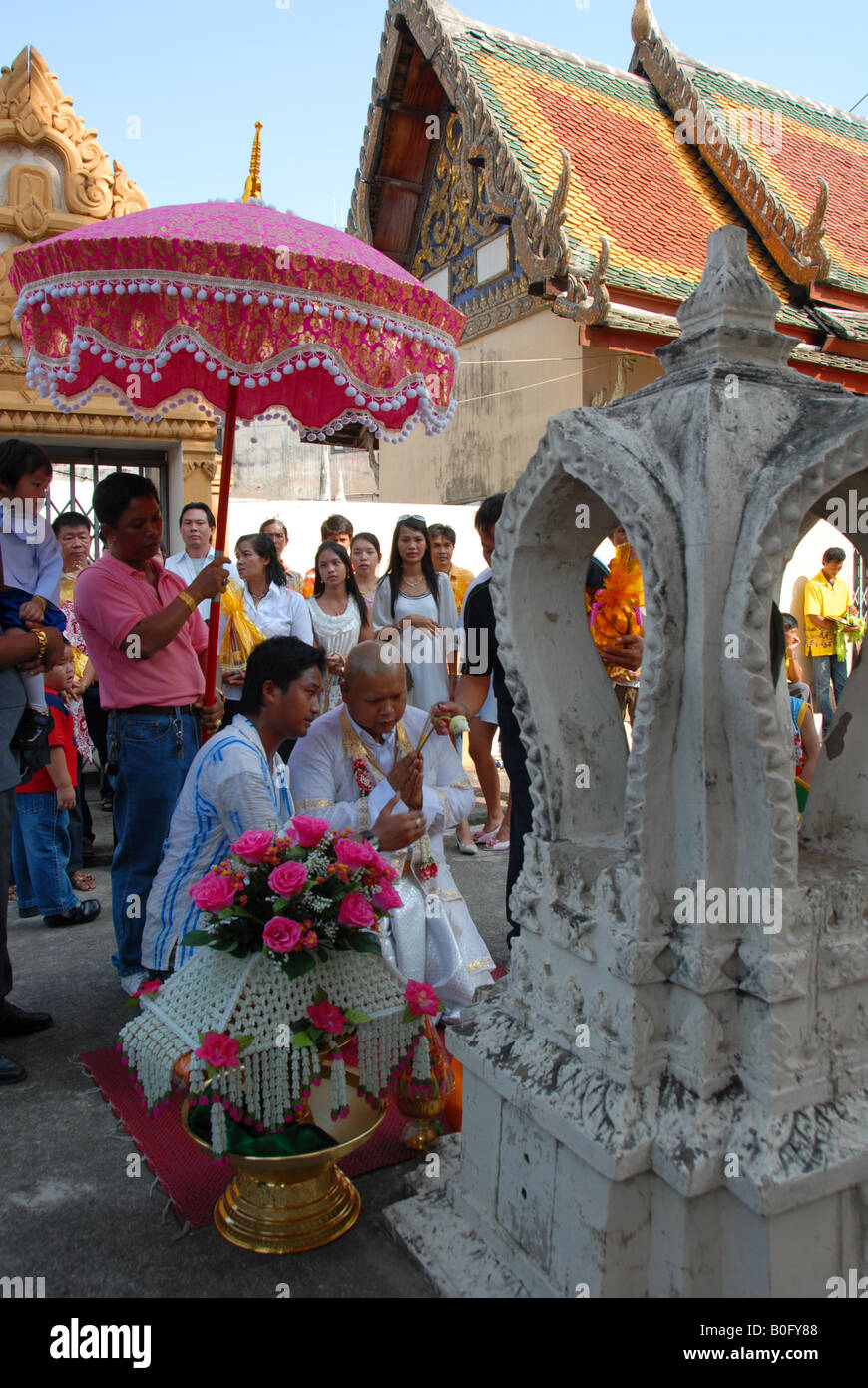 part of buddhist ordiantion ritual before being monk, bangkok ...