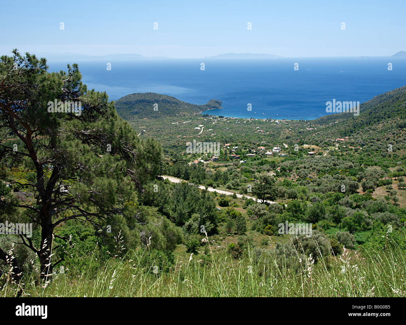 VIEW FROM THE DATCA PENINSULA OVER HISARONU BAY AND DISTANT ISLAND ...