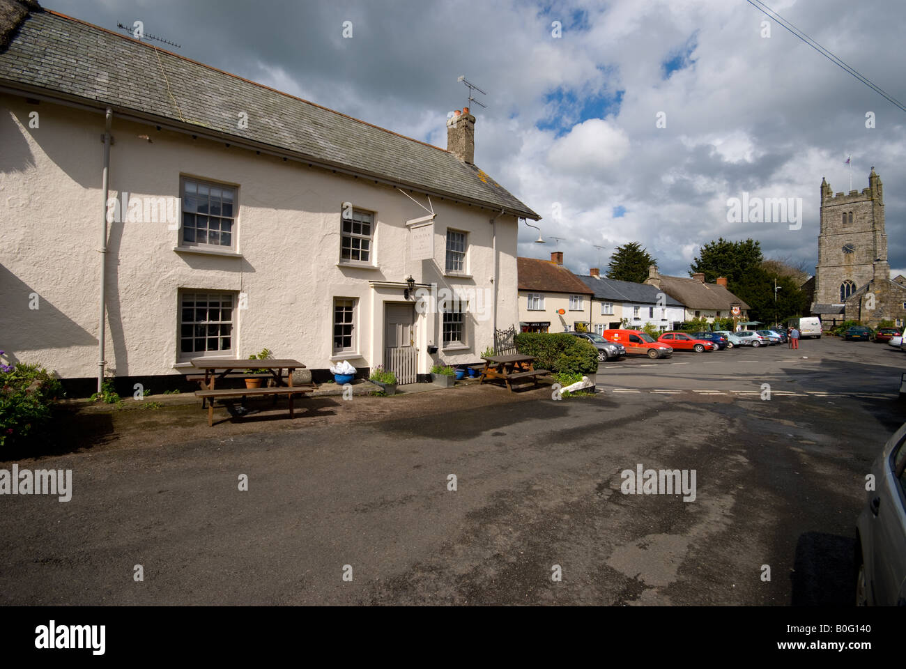 Village Square at Drewsteignton, Dartmoor, Devon, England, UK Stock Photo - Alamy