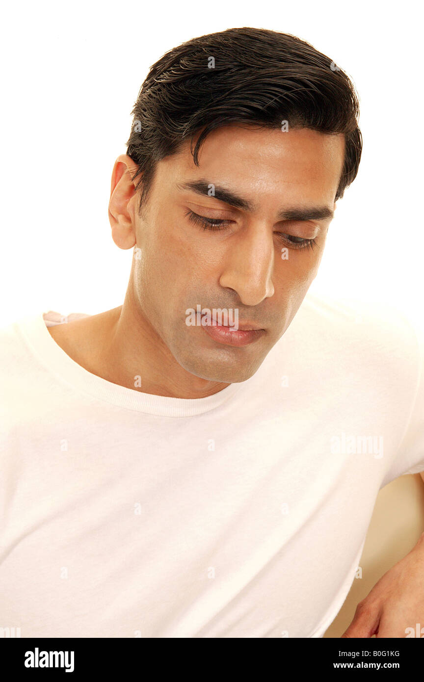 East Indian Man with Eyes Closed Stock Photo - Alamy
