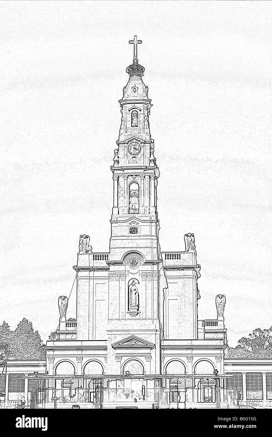 Basilica at Fatima Drawing Stock Photo - Alamy