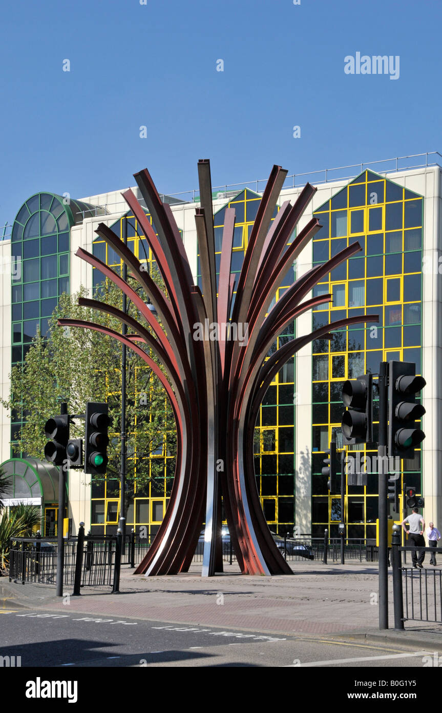 Stratford East London public art sculpture in town center road junction ...