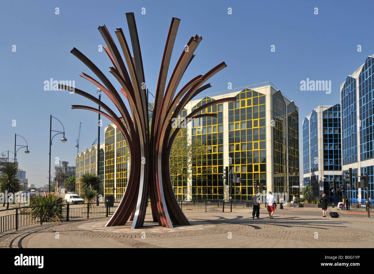 Stratford East London public art sculpture in town center road junction ...