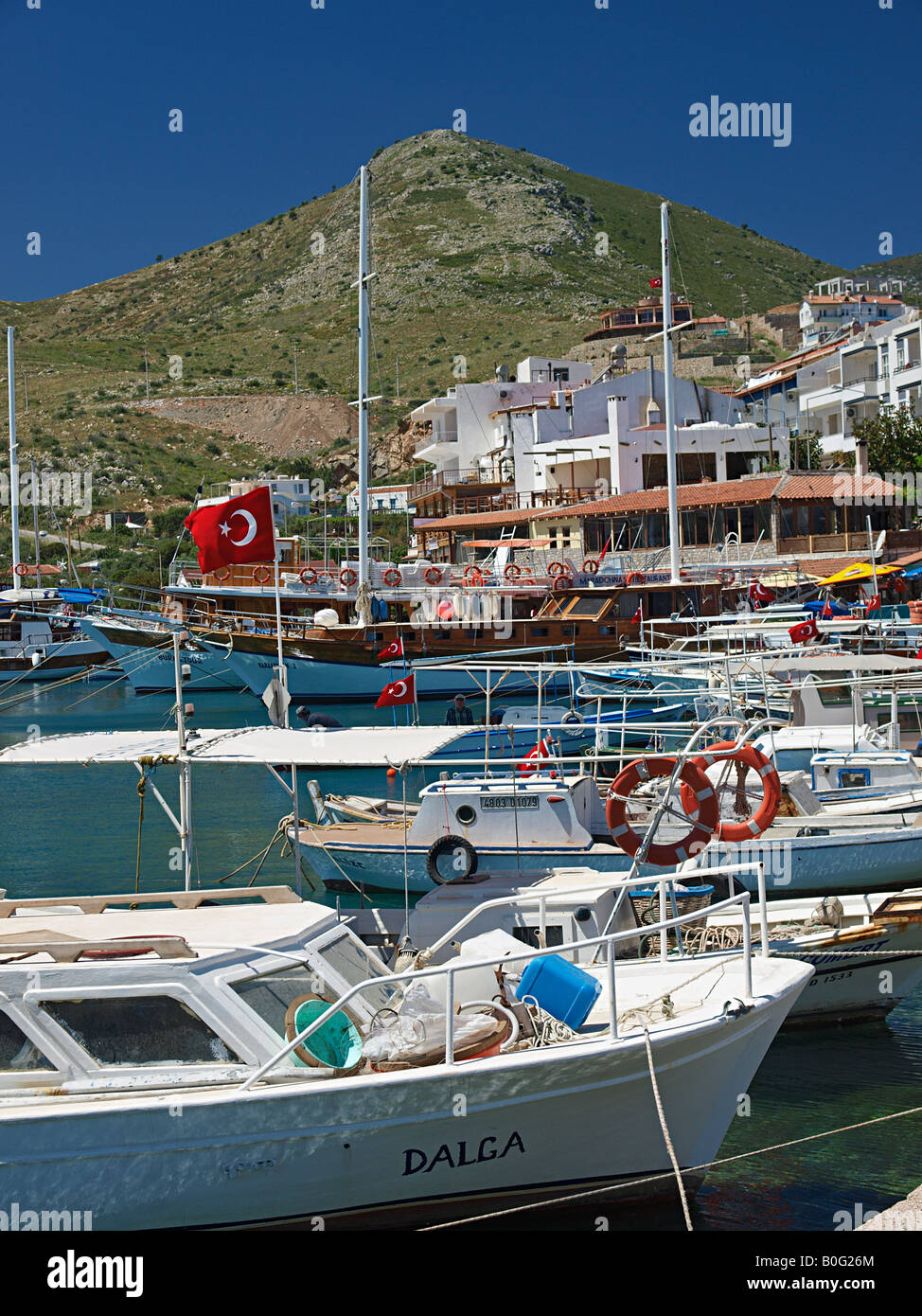 FISHING BOATS MOORED IN HARBOUR AT DATCA, MUGLA TURKEY Stock Photo - Alamy