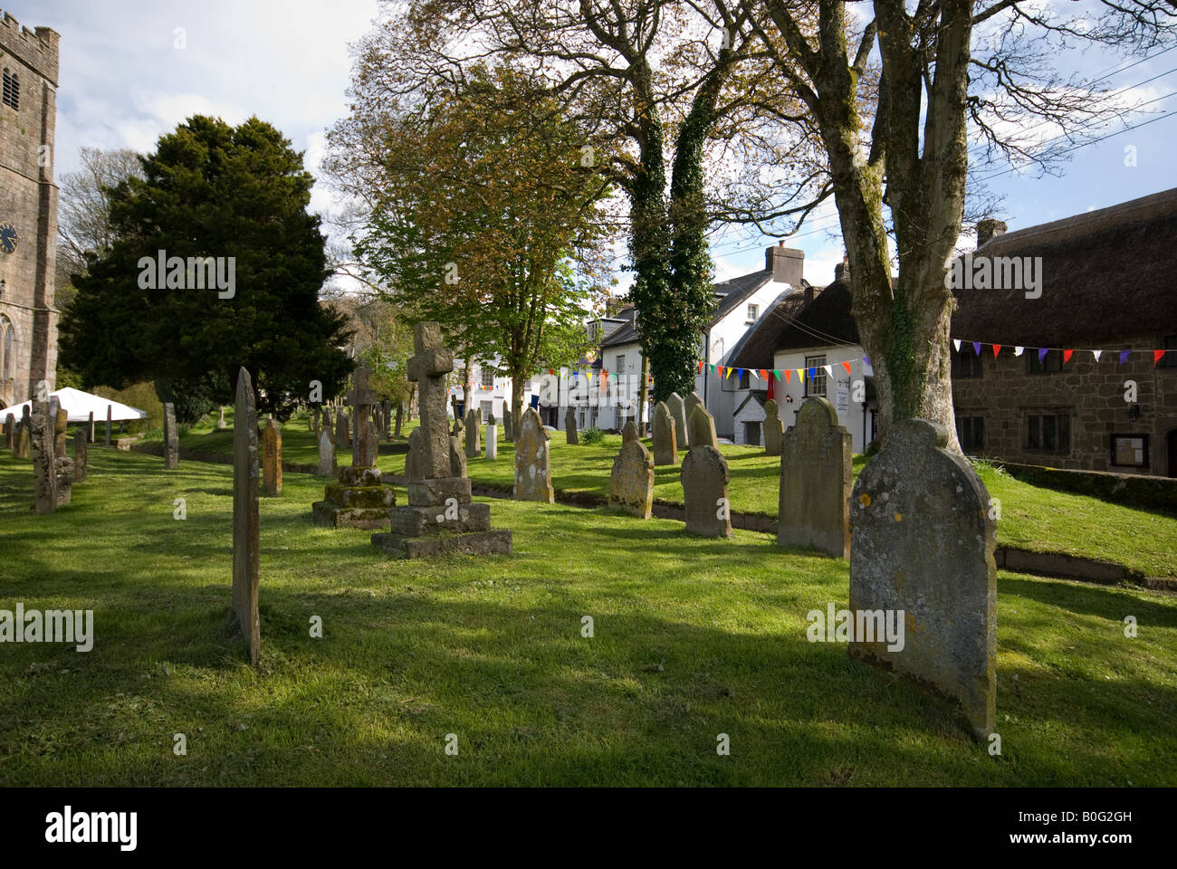 Churchyard of Parish Church at Chagford, Devon, England, UK Stock Photo ...