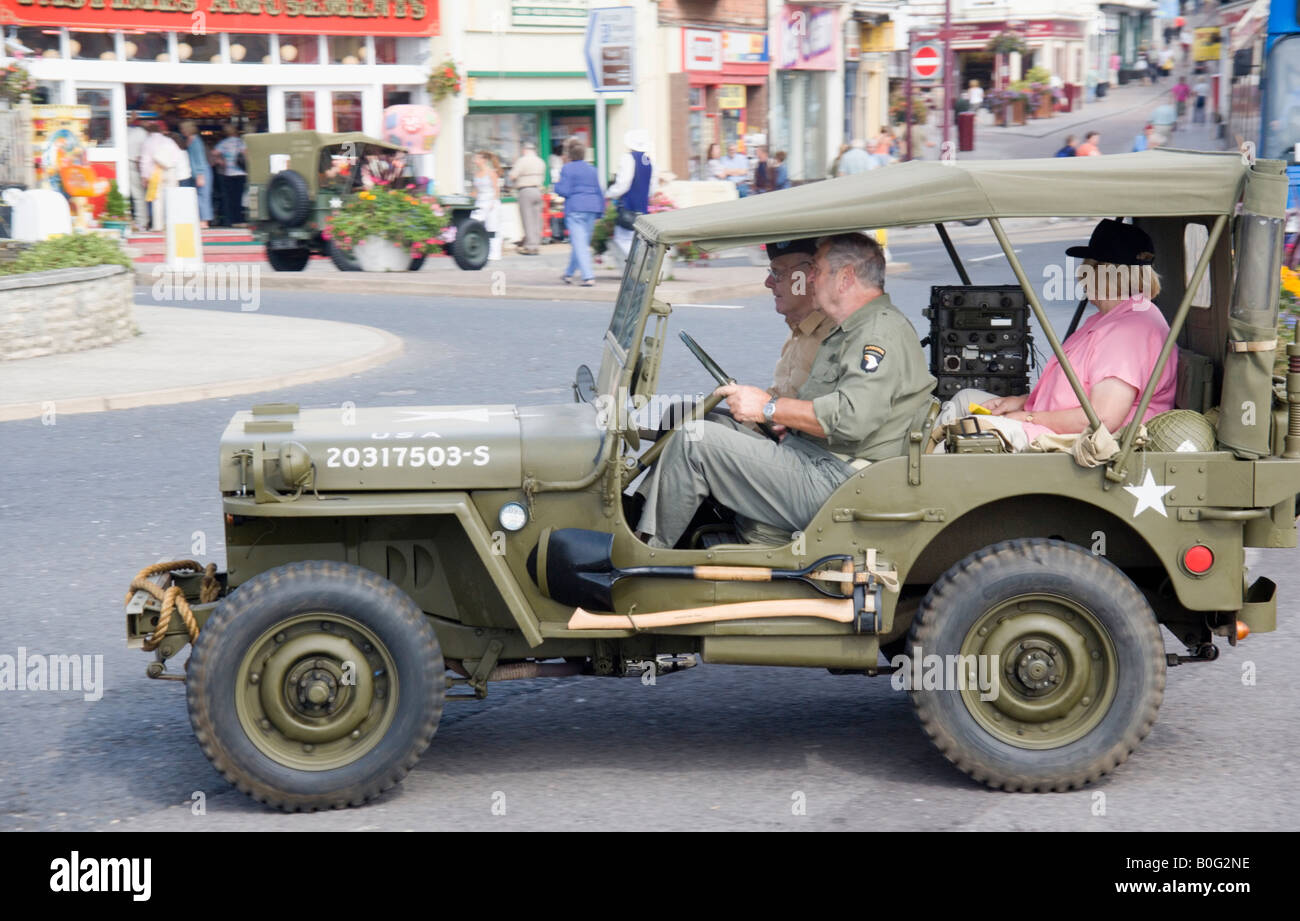 Trips in an american army jeep at seaton devon Stock Photo - Alamy