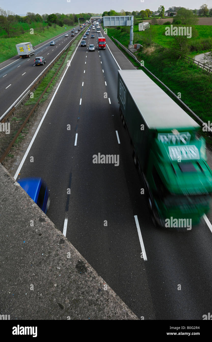 M6 motorway looking south from a bridge just below junction 18 Stock ...