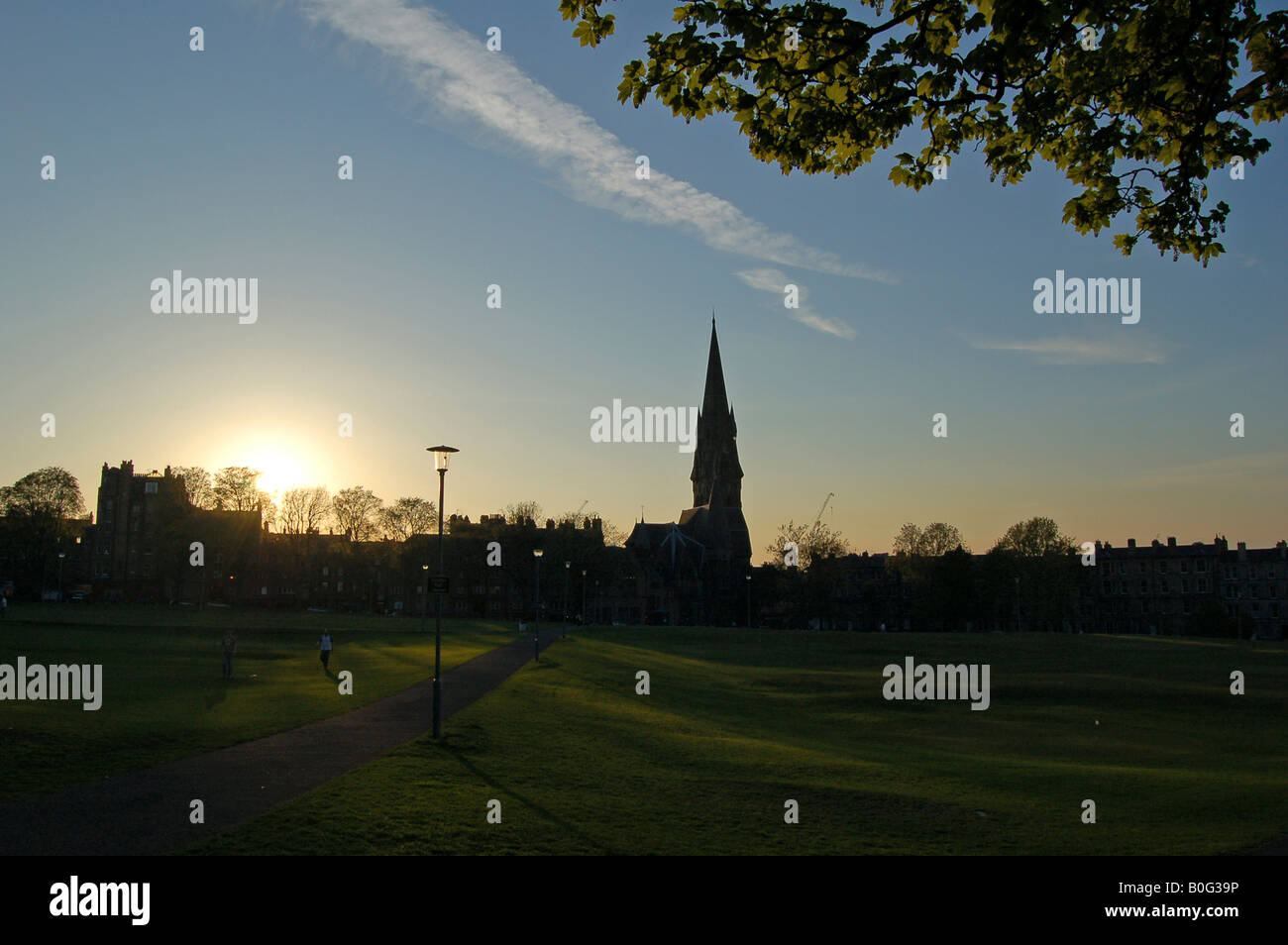 Edinburgh Meadows at sunset Stock Photo - Alamy