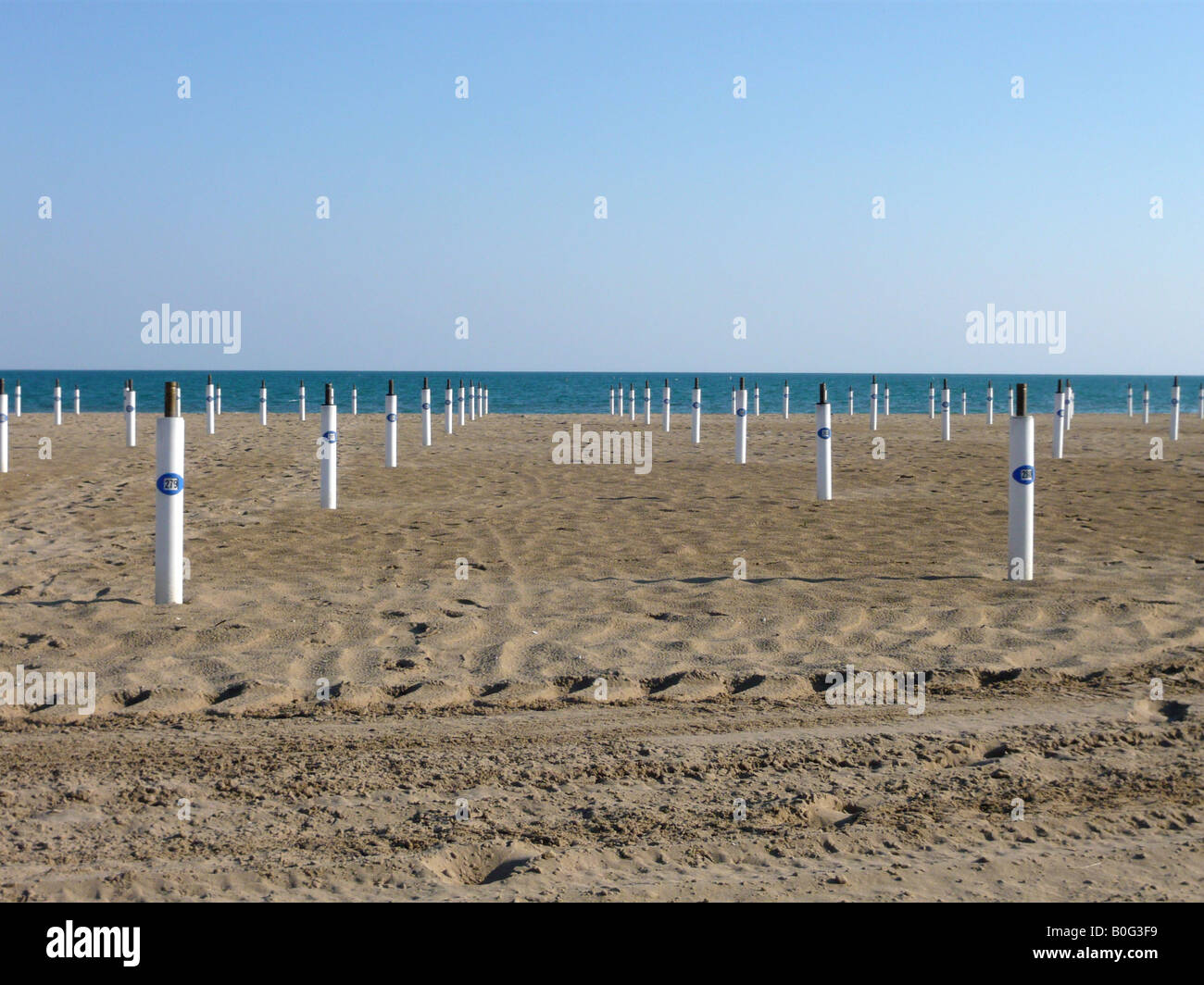 Beach in Bibione Pineda, almost ready for the season in early May 2008 ...