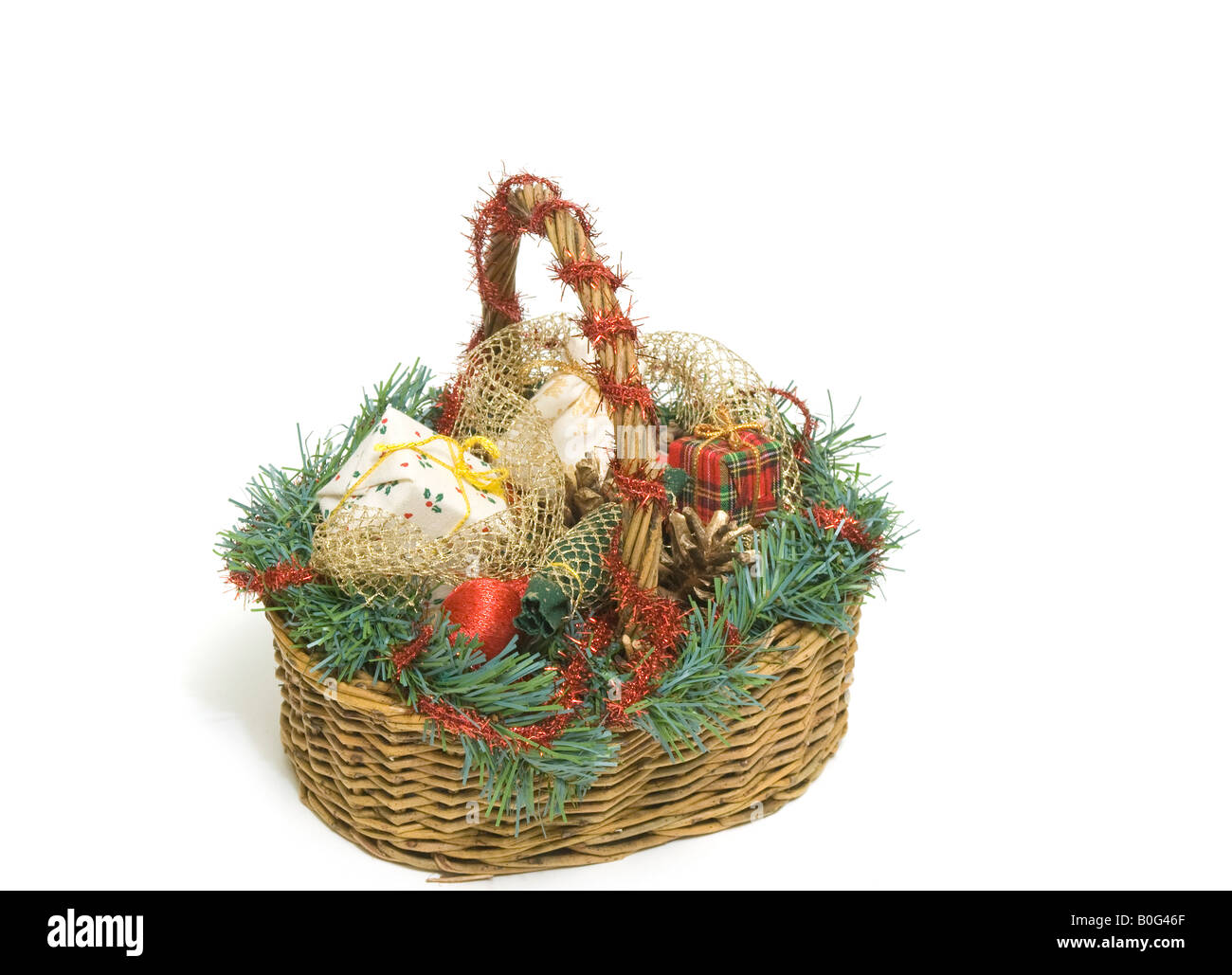Festive Christmas basket Stock Photo - Alamy
