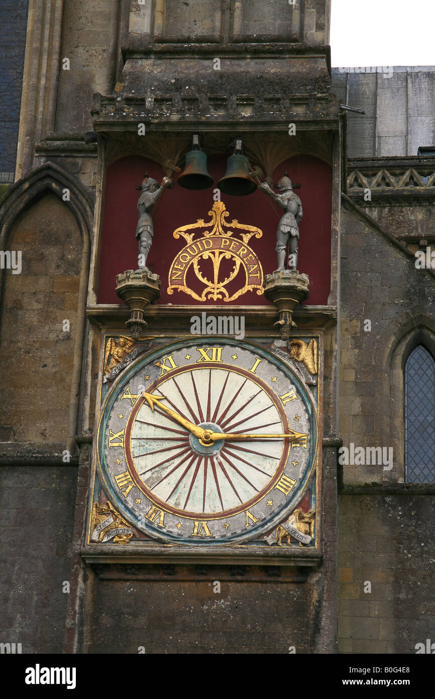 14th century clock at Wells Cathedral Somerset UK Stock Photo - Alamy