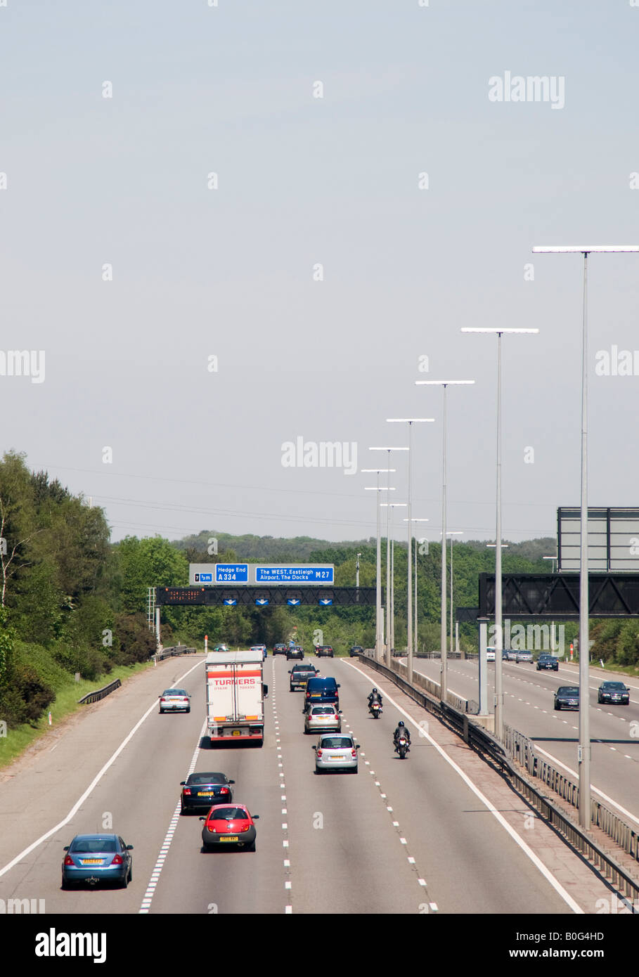 Motorway traffic on the M27 near Southampton England on a normal day ...