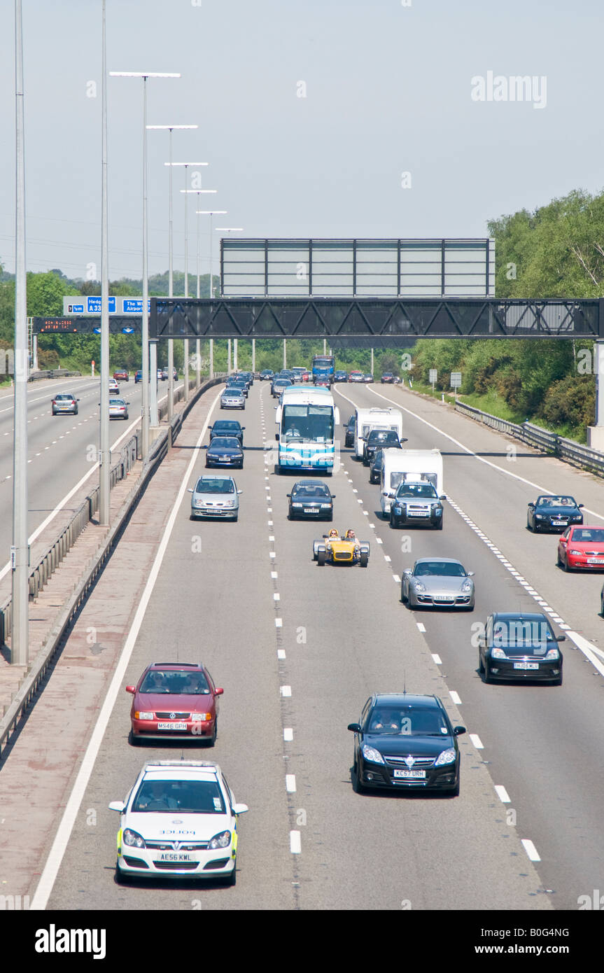 Motorway traffic on the M27 near Southampton England on a normal day ...