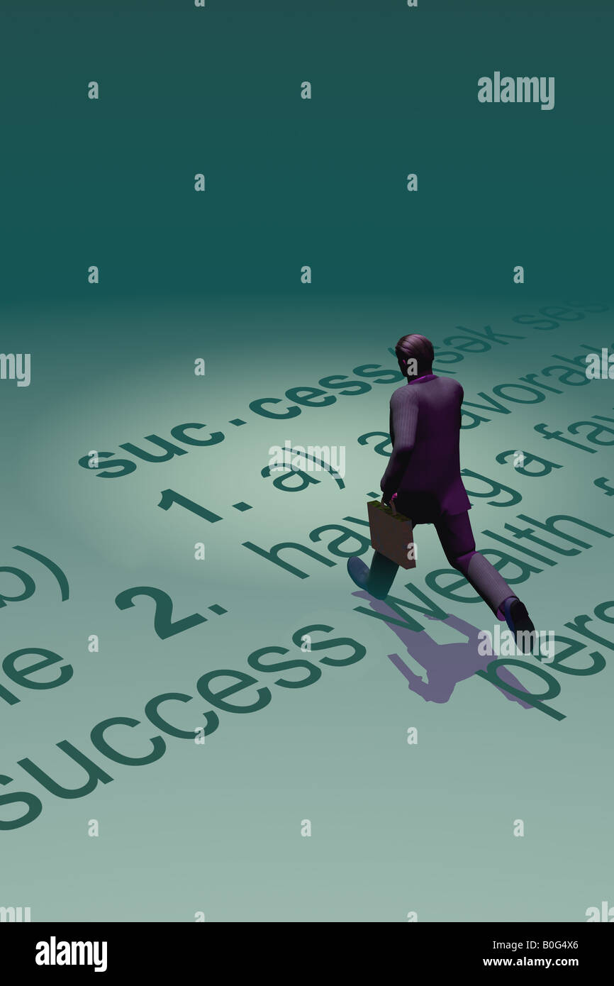 Businessman running across a dictionary definition of success Stock ...