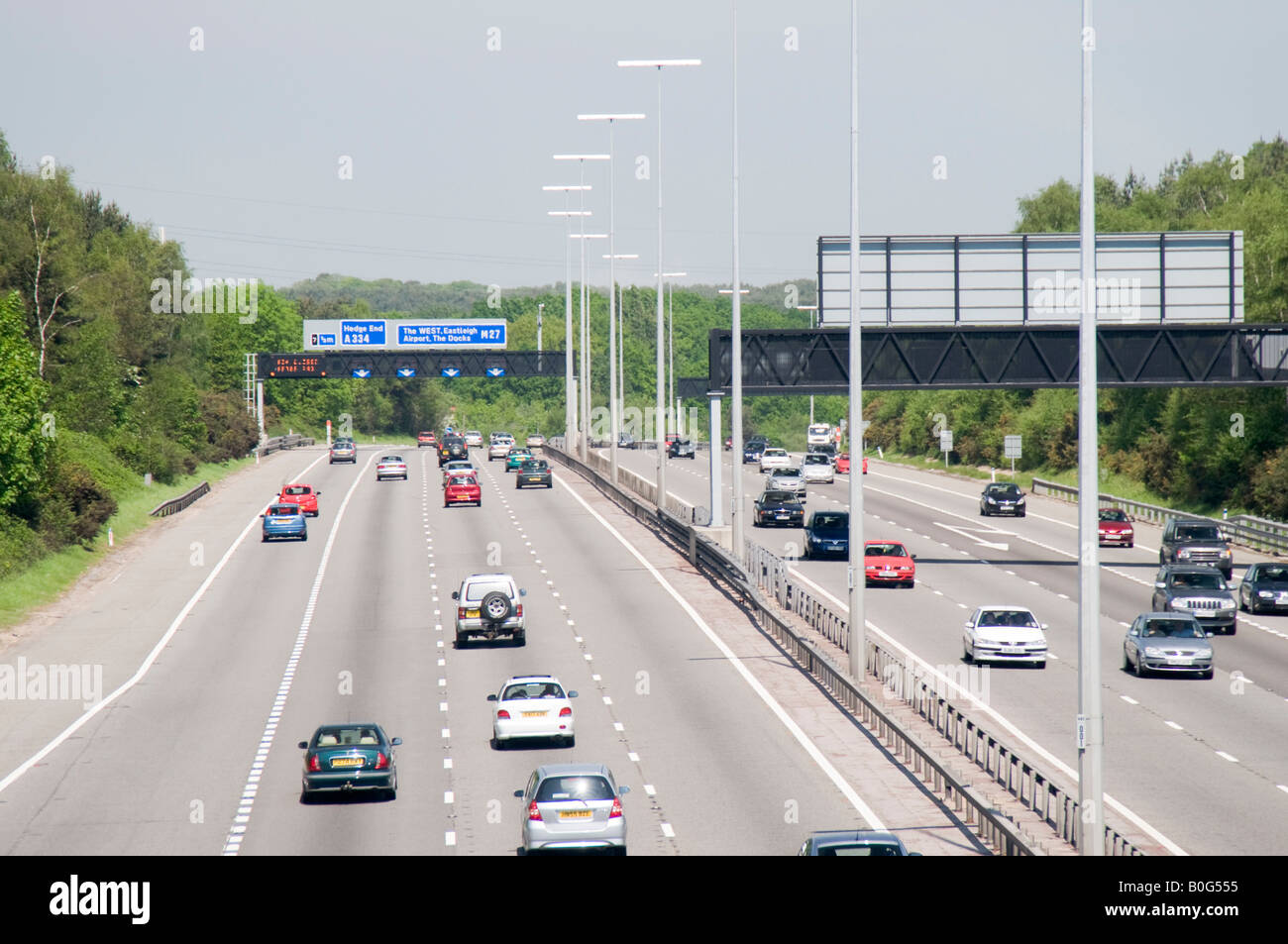 Motorway traffic on the M27 near Southampton England on a normal day ...