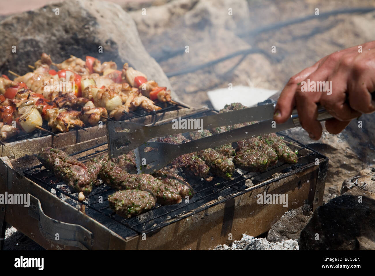 Stock Photo of Kabab on a Grill Stock Photo - Alamy