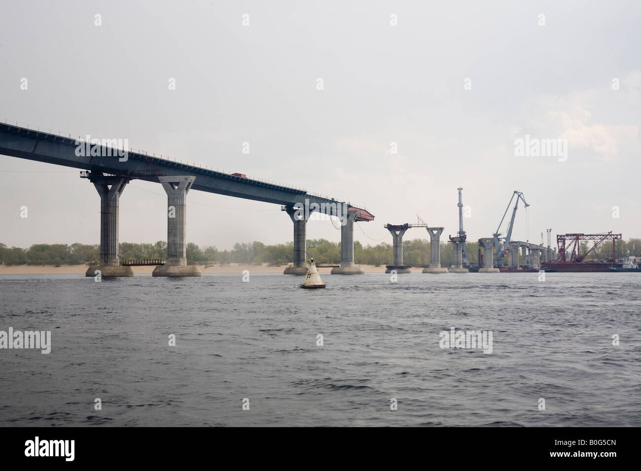 First ever bridge over the River Volga during construction at Volgograd ...
