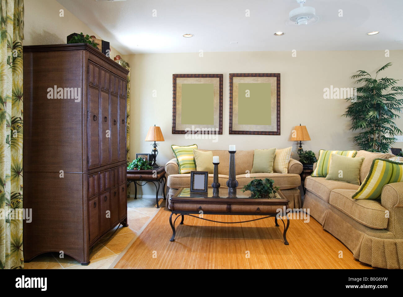Modern living room interior design in new home Stock Photo - Alamy