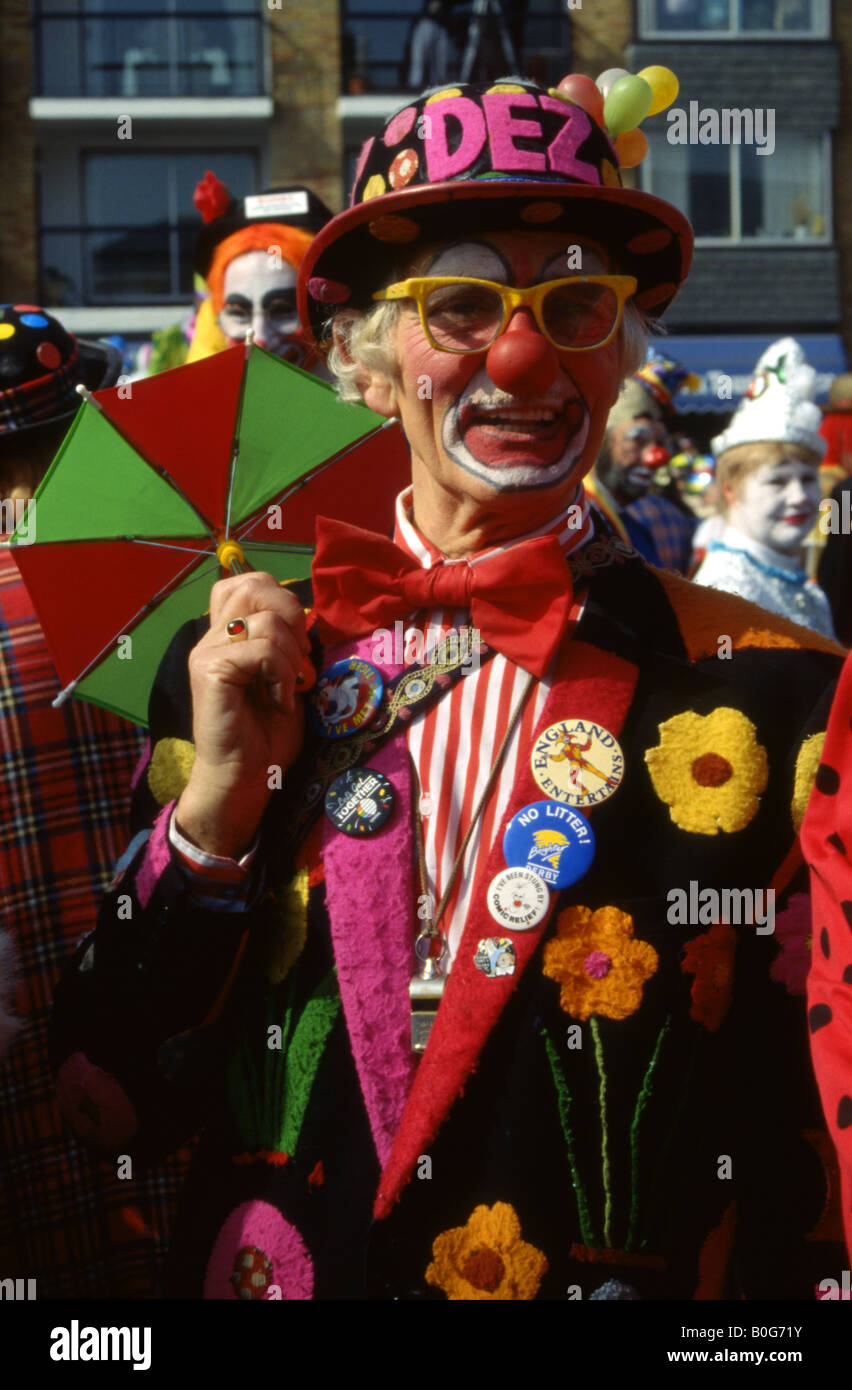 brightly coloured and dressed clown at the last clowns convention at ...