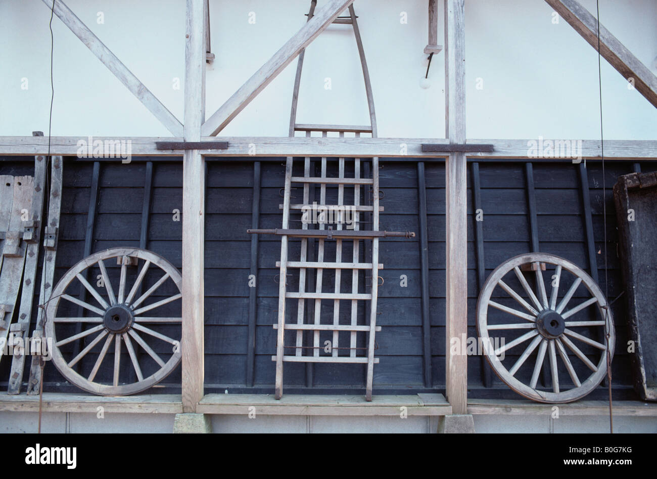Wooden Structure And Wheels Stock Photo - Alamy