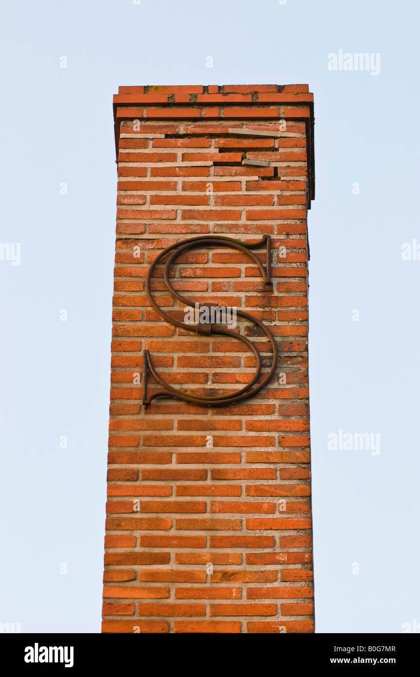 "S" letter decorating chimney stack, France Stock Photo - Alamy