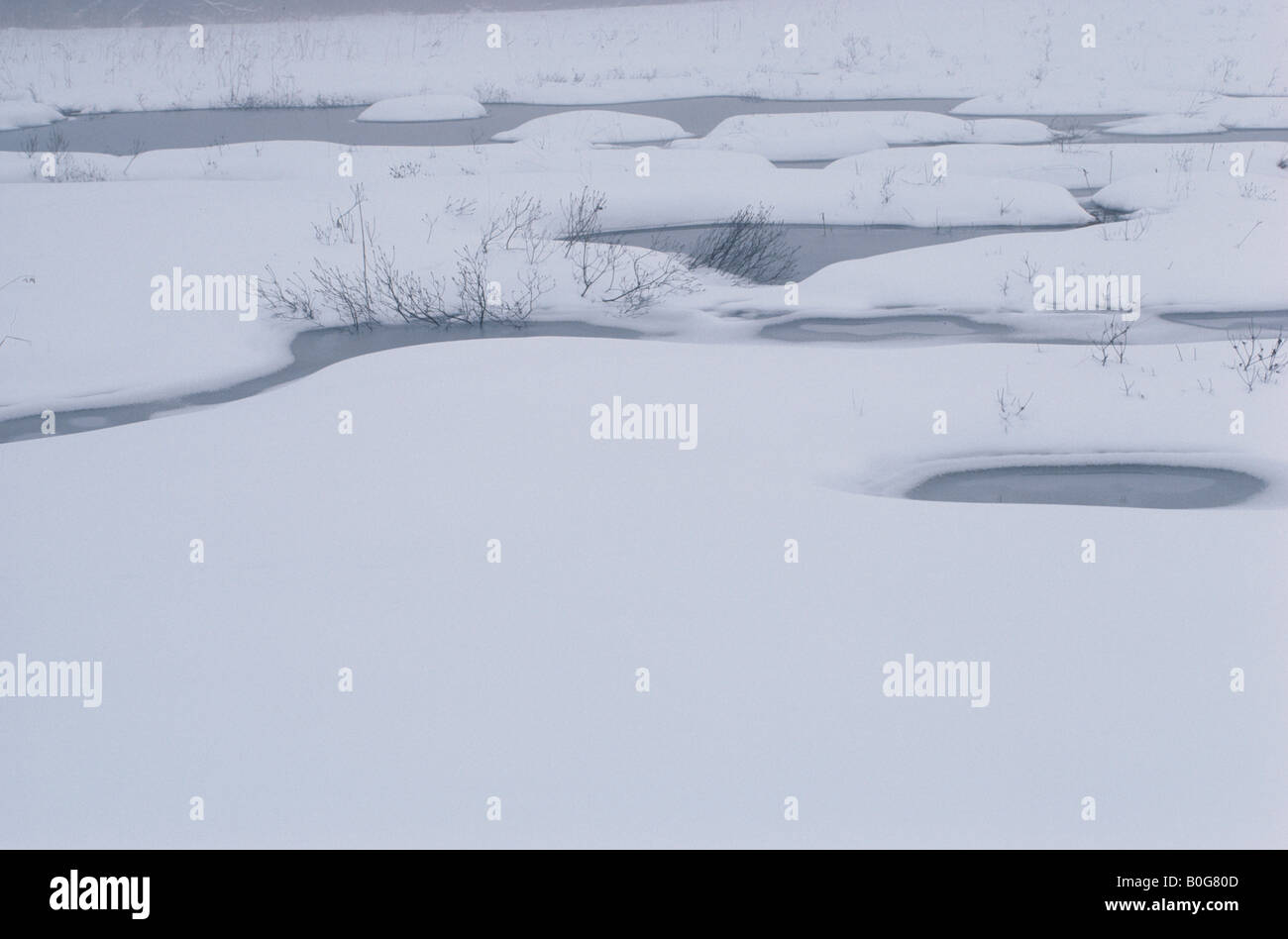 Snow On Pond Stock Photo - Alamy